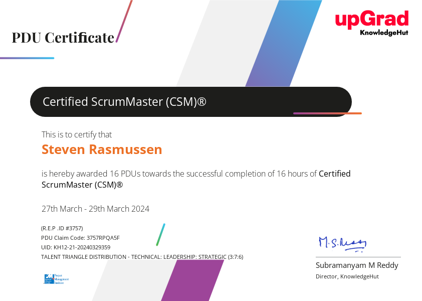 Steve Rasmussen CSM LSSYB - Colorado Technical University - Cincinnati ...