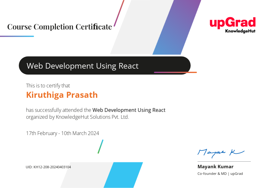 Kiruthiga Prasath - "Full stack development apprentice on a journey to ...